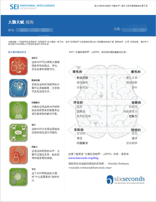 大脑测评报告 Brain Profile • 6秒钟情商官网